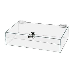 Acrylic Locking Display Case with Keys 12" x 8" x 4" Clear Countertop Rectangular Tray with Lid for Tradeshows Expos Flea Markets and Swap Meets by Marketing Holders