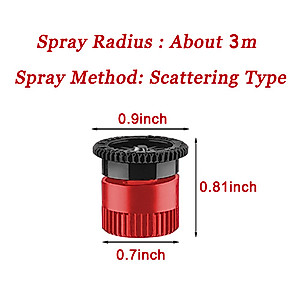 Replacement Pop up Rainbird Sprinkler Heads, 16PCS Adjustable Sprinkler Nozzle Variable Arc Nozzle Irrigation Drippers Sprinklers 9.8 Feet Compatible with Hunter, Orbit Pop-up Sprinklers, (10 Van)