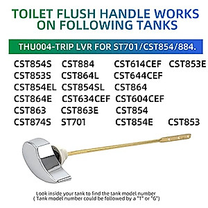 AMAYJUELONG Toilet Flush Tank Lever Compatible with TOTO THU004 Trip Lever, Toilet Handle Replacement Trip Levers, Side-Mounted Toilet Trip Lever with Brass Arm, Flush Handle in Polished Chrome