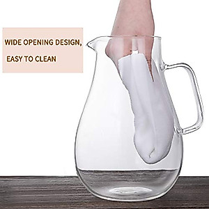 Hiware 64 Ounces Glass Pitcher with Lid/Water Pitcher with Handle - Good Beverage Carafe Pitcher for Juice, Milk, Beverage, Hot/Cold Water & Iced Tea, Cleaning Brush Included