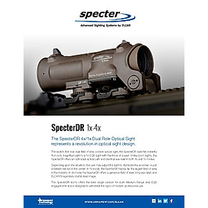 ELCAN SpecterDR 1x/4x Dual Role Optical Sight, 5.56 Ballistic Reticle with Anti-Reflection Device & Flip Covers (DFOV14-C1-X4)