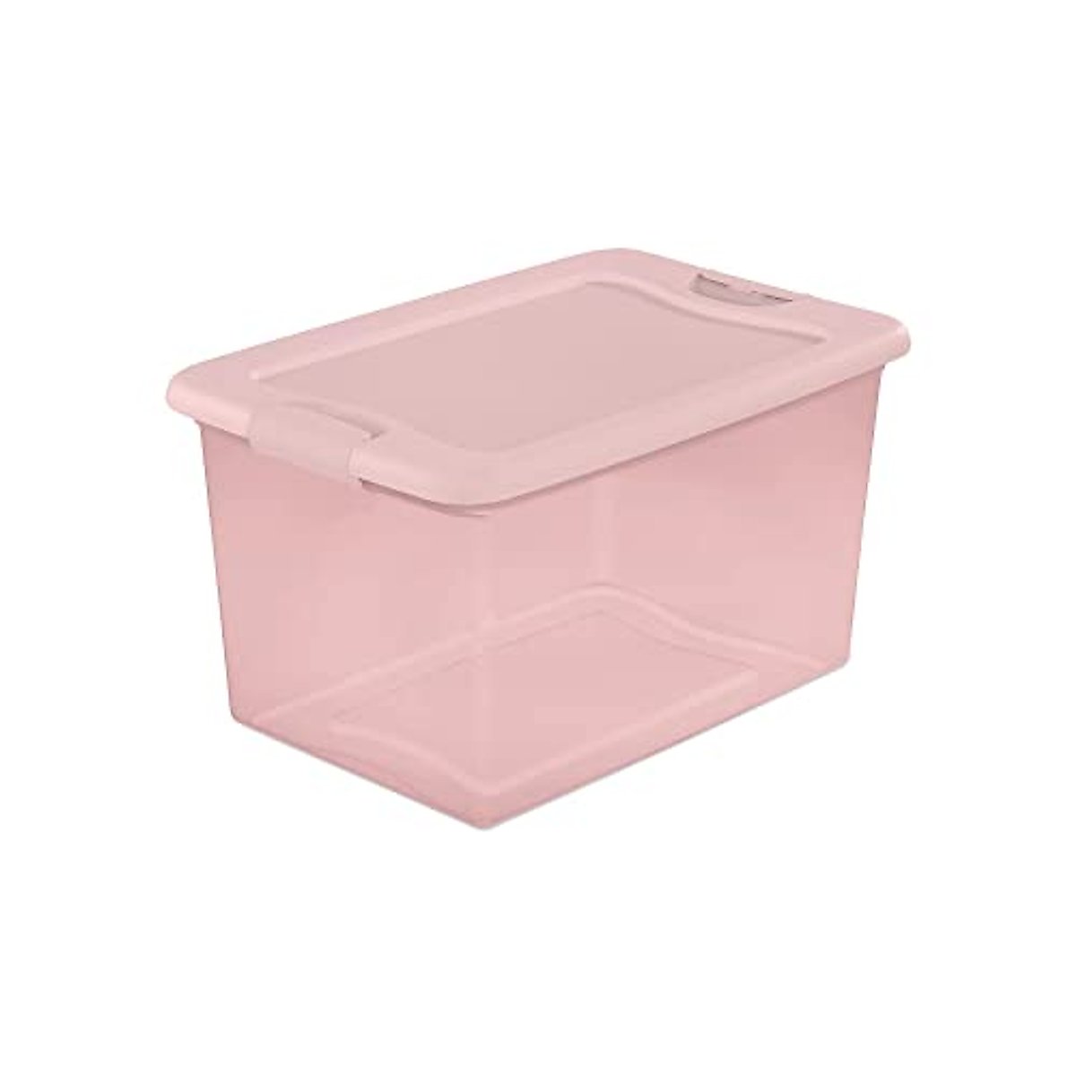64 Qt. Plastic Latching Storage Box, Storage Bin Tote Organizing Container With Durable Lid, Stackable and Nestable Snap Lid Plastic Storage Bin, Set of 6 (Pearl Blush Tint)