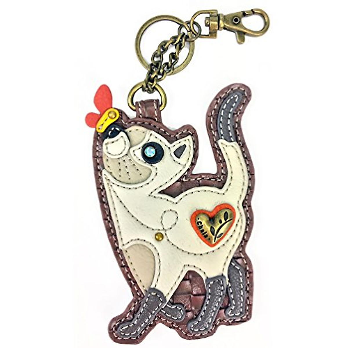 Chala Key Fob/Coin Purse - Slim Cat, Multicolored, Cat Lovers Gift (Slim Cat Keyfob)