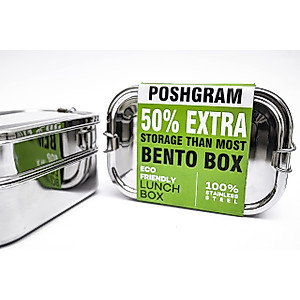 POSHGRAM Eco-Friendly STAINLESS STEEL BENTO BOX for adults and kids, 3-Tier Lunch Box For adults and kids, Size 6.4 * 4.4 * 3.3 (Inches)