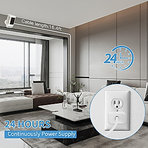 25ft/7.5m Weatherproof Charger Cable for Ring Spotlight Cam Plus/Pro(Battery), Ring Stick Up Cam Pro(Battery), with Power Adapter Continuously Charging Your Ring Camera