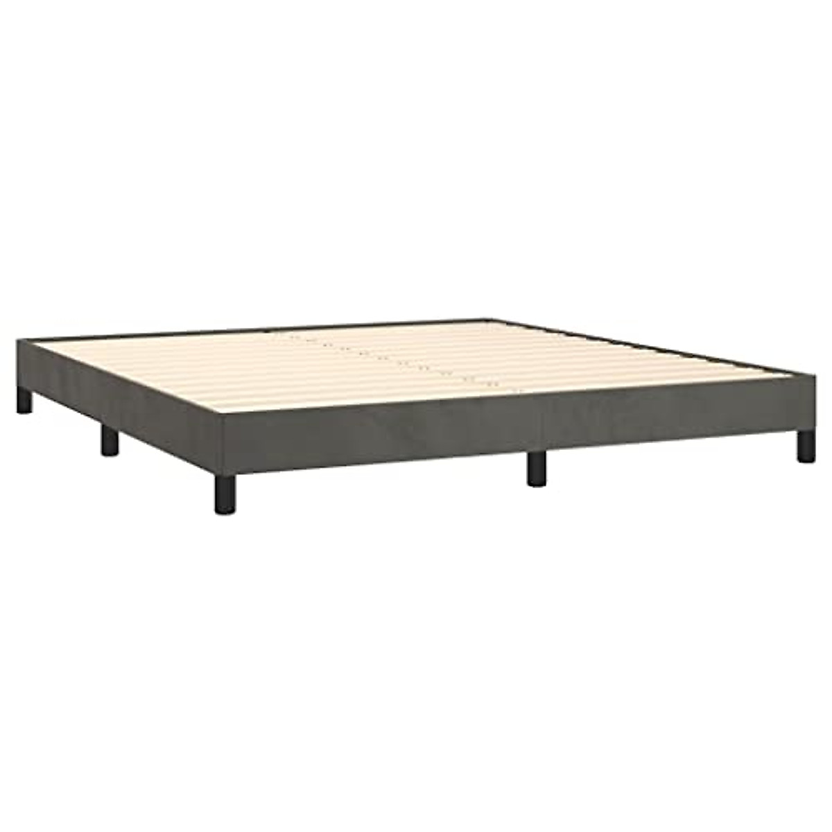 vidaXL Bed Frame Home Indoor Bed Accessory Bedroom Upholstered Wooden Double Bed Base Frame Furniture Dark Gray 76"x79.9" King Velvet