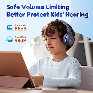 Kids Bluetooth Headphones, EarFun K2 Kids Headphones with Volume Limited, 40H Playtime, Bluetooth 5.0 Headphones with Mic, Stereo Sound, Foldable Over-Ear Headphones for Kids/School/Travel/iPad/Tablet