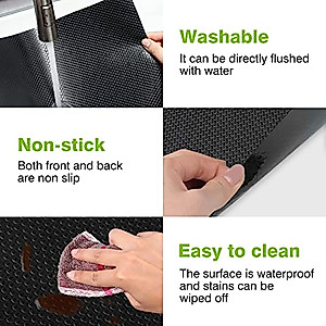 Shelf Liners for Kitchen Cabinets, 17.7''x78.7'' Non Adhesive Drawer Liners for Cupboard,EVA Material Non Slip Black Shelf Liners, Waterproof Mat for Drawers, Shelves, Pantry