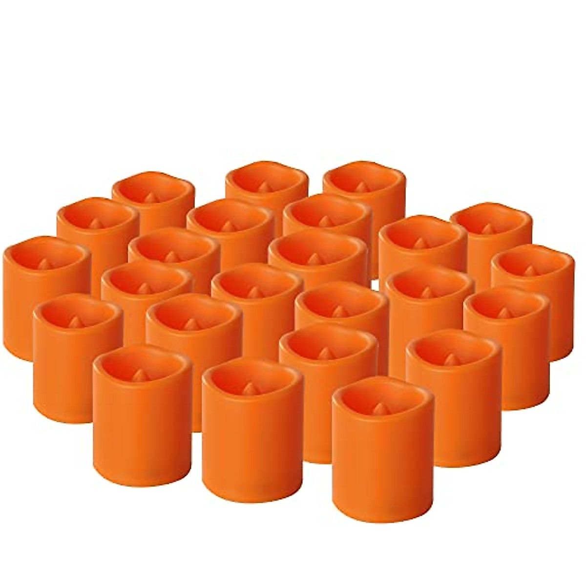 Halloween Orange LED Tea Light, Battery Operated Flameless Flickering Votive Candle Bulk for Halloween Pumpkin Christmas Wedding Party Table Centerpiece Decorations Supplies 24 Sets Batteries Included