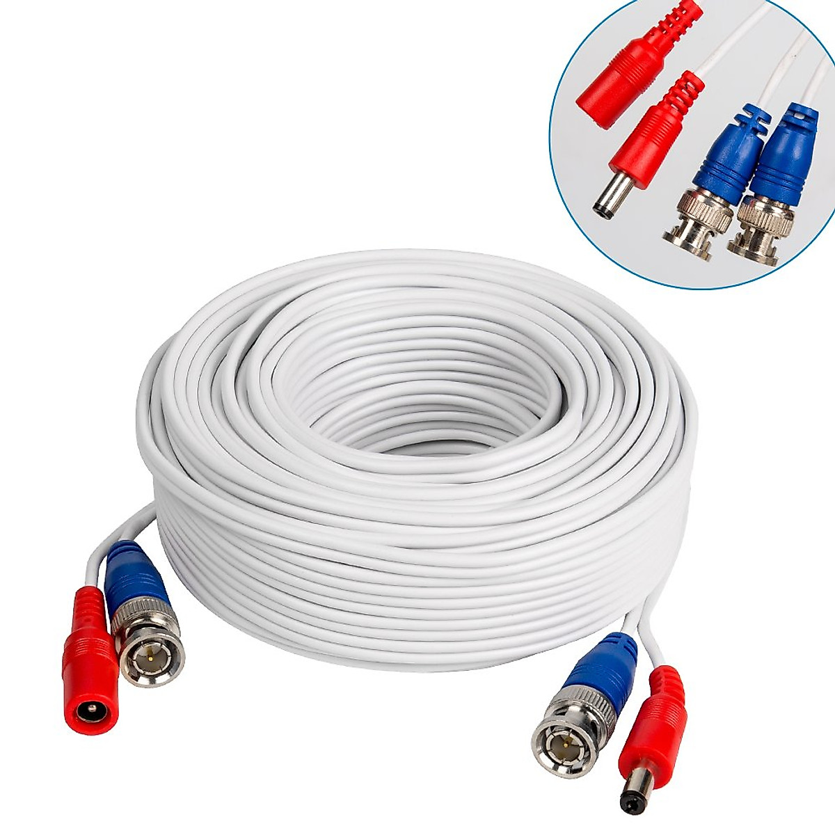 TYUMEN 4 Pack 100FT (30.5 Meters, White) All-in-One BNC Video and Power Security Camera Cables, BNC Extension Surveillance Camera Cables for CCTV Camera DVR Security Systems