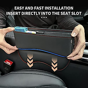 Car Seat Gap Organizer Filler Leather Gap Filler for Car,Universal Car Seat Filler Car Seat Gap Storage Box Console Side Pocket,Adjustable Seat Side Filler for iPhone Android Glasses Key(Black-1 pack)