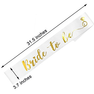 BLUPLE Bride to Be Sash 1pc Bachelorette Party Sash Bridal Shower Hen Party Supplies Decorations Party Wedding Favors Accessories (Gold/White)