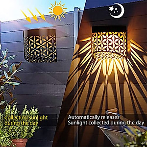 TIJNN Solar Deck Lights-2 Pack IP65 Waterproof, LED Landscape Lighting Solar Outdoor Light Solar Garden Light, Patio, Backyard, Patio - Iron Black