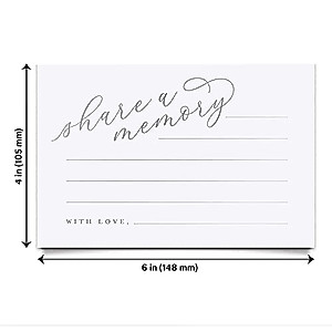 Bliss Collections Share a Memory Cards, Heart Script, Cards for Weddings, Showers, Birthdays, Celebration of Life, Funeral, Retirement, Going Away and Graduation Memories, 4"x6" (Pack of 50)