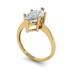 Clara Pucci 2.50 ct Marquise Cut Solitaire Genuine Moissanite Wedding Bridal Designer Anniversary Engagement Ring in 14k Yellow Gold