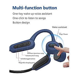 Taiyoko Bone Conduction IP68 Waterproof Bluetooth 5.0 Headphones Open-Ear Sport Wireless Headset with MP3 Play Swimming Headphones Up to 6-8H Playtime