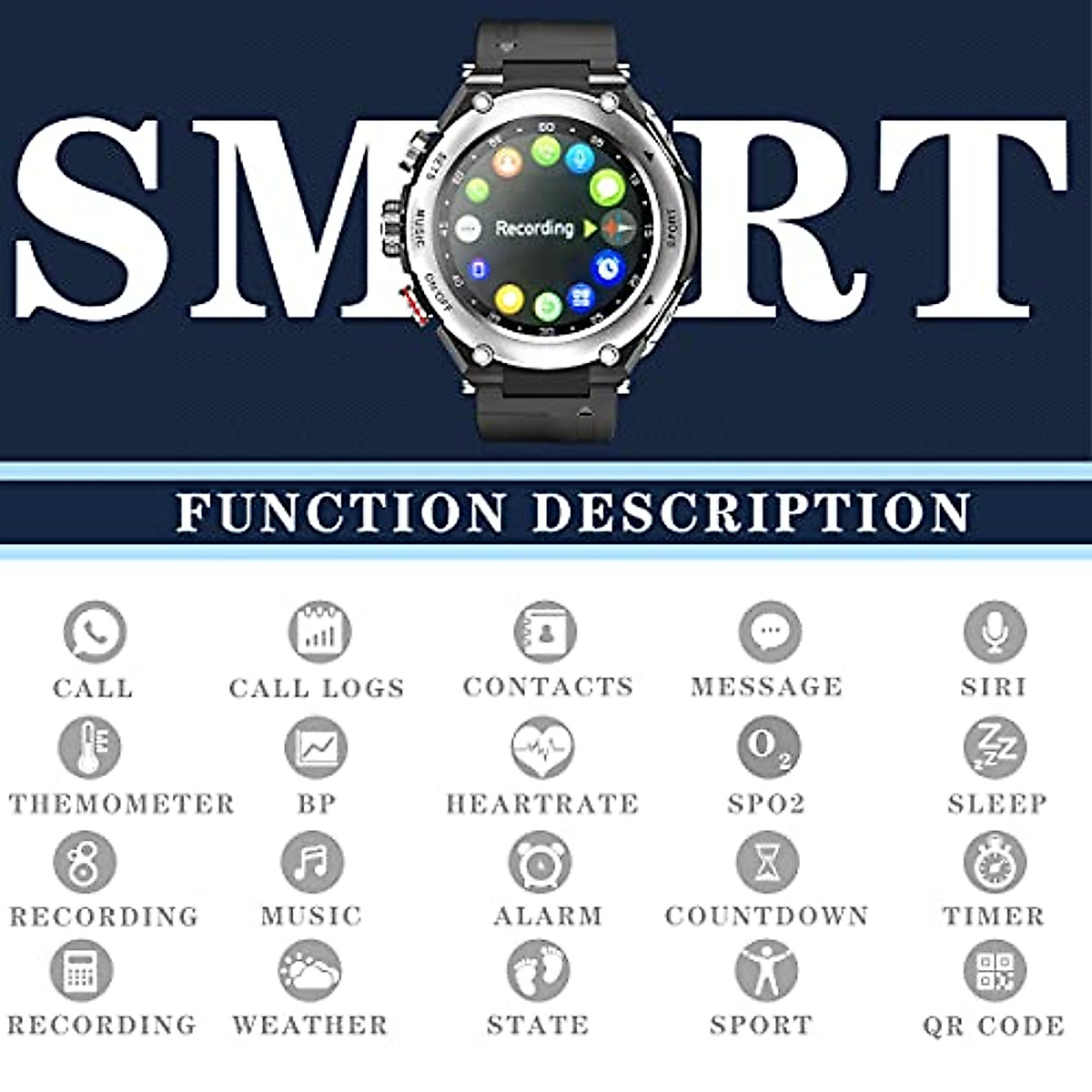 Desong Smart Watch with Earbuds, 3 in 1 Round Fitness Tracker,1.28inch Smartwatch for Men,Answer/Make Call,Recording,Sleep Monitor,Sports Smart Watch Long Time Standby