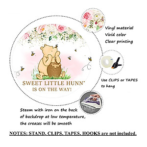 Classic Little Bear Baby Shower Backdrop Girls Pink Florals Cartoon Bees Birthday Photo Background Decorations Newborn Baby Shower Party Cake Table Supplies 5x3ft