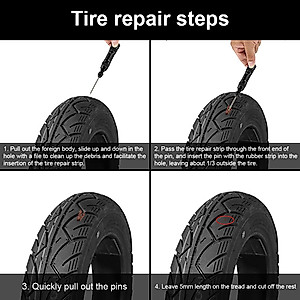 NIUAWASA Tubeless Bike Tire Repair Kit, for MTB and Road Bicycle Tires, Fix a Puncture or Flat, Fast – Tackle Set, Plugger Tool and Plugs, with 5 Rubber Strips and 3 Tire Repair Drills (Silver)