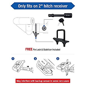 Tyger Auto TG-HS8U81238 Hitch Armor Compatible with Vehicles with 2" Hitch Receiver | Textured Black | Hitch Step | Rear Bumper Guard Protector | with Pin Lock and Stabilizer