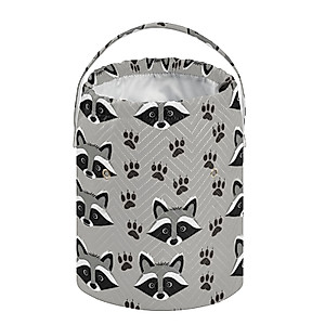 MCHIVER Racoon Paws Yarn Storage Bag Portable Crochet Bag Organizer with Handle Knitting Yarn Bags for Knitting Crochet Supplies 8.3 * 11 in