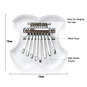 Flatsons Acrylic Kalimba Thumb Piano Mini 8 Keys Thumb Piano Transparent Acrylic Kalimba Mbira Apple Style with Kalimba Case (Small Apple) (Small Apple)