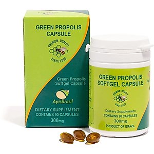 ApisBrasil - Brazilian Green Bee Propolis Capsule - 900mg/ Daily Per 3 Softgels Capsules- Natural Immune Support - 90 Count (Pack of 1)