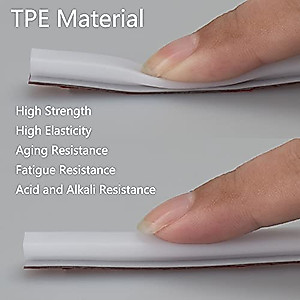 GANGDISE White Door Weather Stripping, Waterproof Self-adhisive Rubber Seal Strip for Doors and Windows Soundproof Insulation 19.68 Feet