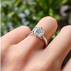 DovEggs Solitaire Moissanite Engagement Rings for Women 3ct 9mm GHI Color Heart Arrows Cut Moissanite Wedding Rings Classic Women`s Engagement Anniversary Ring 14K Gold QUALITY Sterling Silver(9)