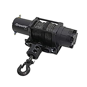 SuperATV Black Ops 6000 LB Winch Kit for UTV/ATV | Includes 50' Synthetic Rope | Permanent Magnet DC 12V, 1.9 HP Motor and More!