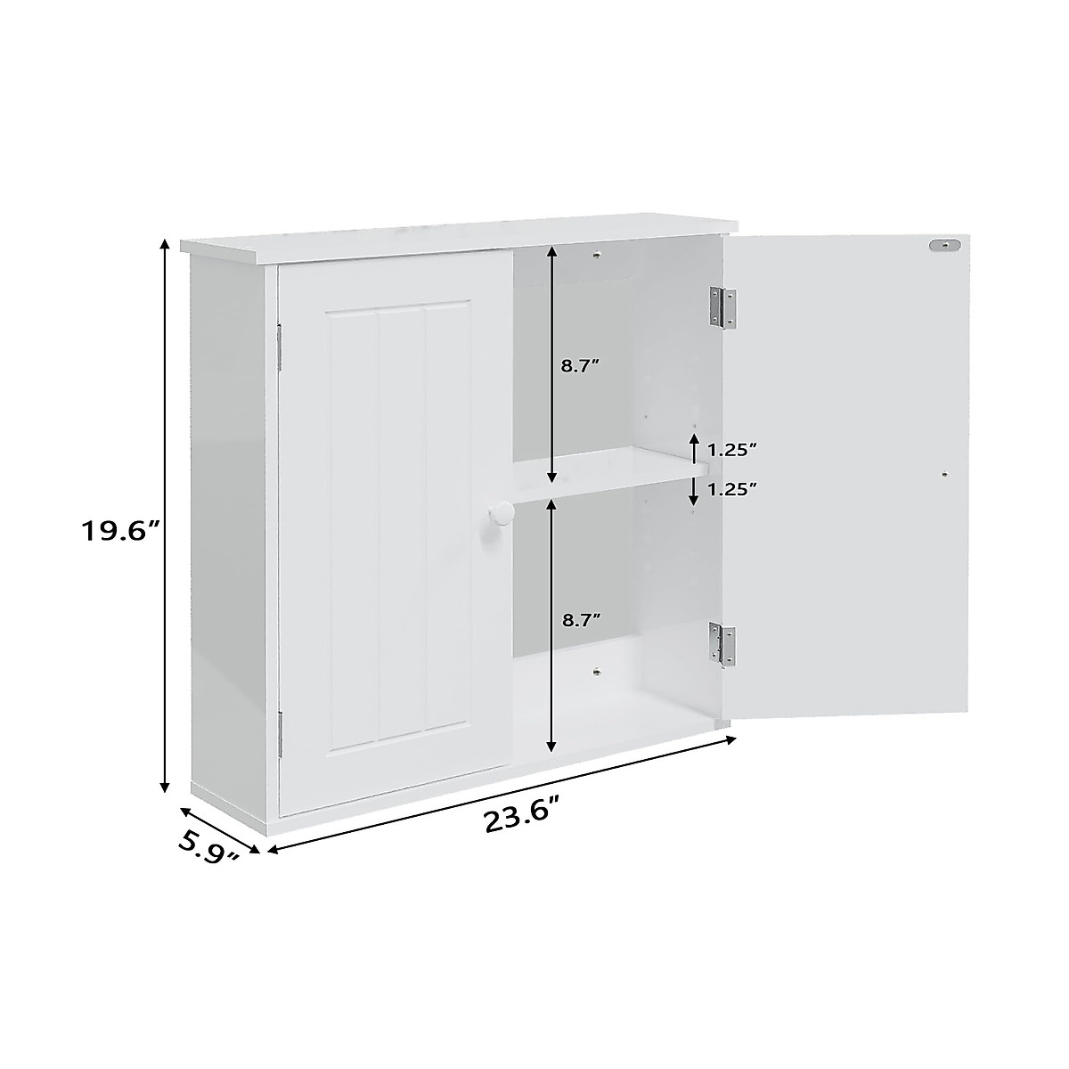 Hamesen Bathroom Wall Cabinet Over Toilet, Space Saver Storage Cabinet with 2 Door Adjustable Shelves, Small Medicine Cabinet for Bathroom Laundry Room Kitchen