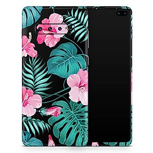 DesignSkinz Tropical Mint and Vivid Pink Floral v2 Protective Vinyl Decal Wrap Skin Cover Compatible with The Samsung Galaxy S20 (Screen Trim & Back Glass Skin)