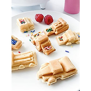 Construction Trucks Mini Waffle Maker- Make 7 Fun Different Vehicle Shaped Pancakes Featuring a Bulldozer Forklift & More- Electric Nonstick Pan Cake Car Waffler Iron, Fun Breakfast for Kids, Adults