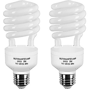 Simple Deluxe 2-Pack Reptile Compact Fluorescent Lamp Light Bulb for Rainforest Tropical Terrarium, Lizard, Turtle, UVB 10.0, 26W