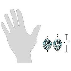 Patina Copper-Tone Metal Filigree Dangle Earrings