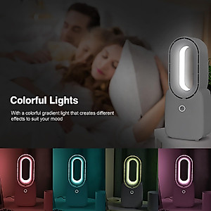 CONBOLA Desk Fan, Bladeless Fan 11.8 inch Small Personal Cooling Fan with 5 Colors LED Light, Touch Control, Quiet Table Fan for Bedroom, Home, Office