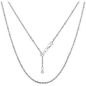 Savlano 925 Sterling Silver Solid 1.5MM Sparkle Crisscross Roc Adjustable Bolo 14-24 Inch Chain Necklace For Women - Made in Italy Comes With a Gift Box (White)
