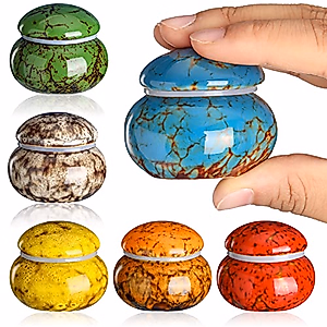6 Pieces Small Urn for Human Ashes Memorial Mini Keepsake Urns 1.6 x 2 Cubic Inch Baby Urns for Ashes Beautiful Ceramics Urn Assorted Color Tiny Ash Urn for Pet Human Home Office Cremation Decor