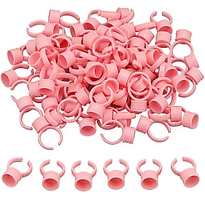 100PCS Disposable Plastic Nail Art Tattoo Glue Rings Holder Eyelash Extension Rings Adhesive Pigment Holders Finger Hand Beauty Tool