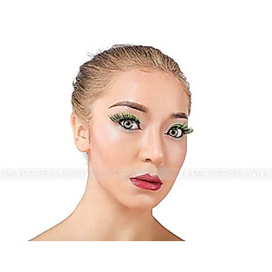 EMILYSTORES Green Fortune Teller Costume Halloween Eye Lashes For Party Looking1 Pairs