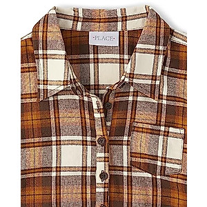 The Children's Place,Fall Plaid Long Sleeve Dress,HAY Stack,XLarge WMNS