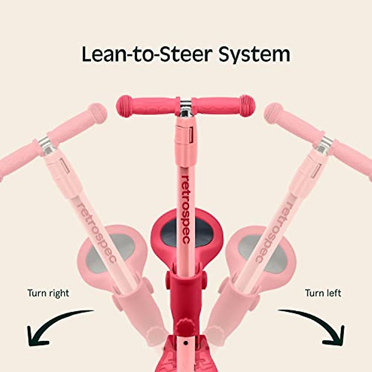 Retrospec Chipmunk Plus Kids’ Kick Scooter 3+ Years - Height Adjustable 3 Wheel Scooters - Learn to Steer, Foldable Seat, LED Lights, & No-Slip Deck - Bubblegum