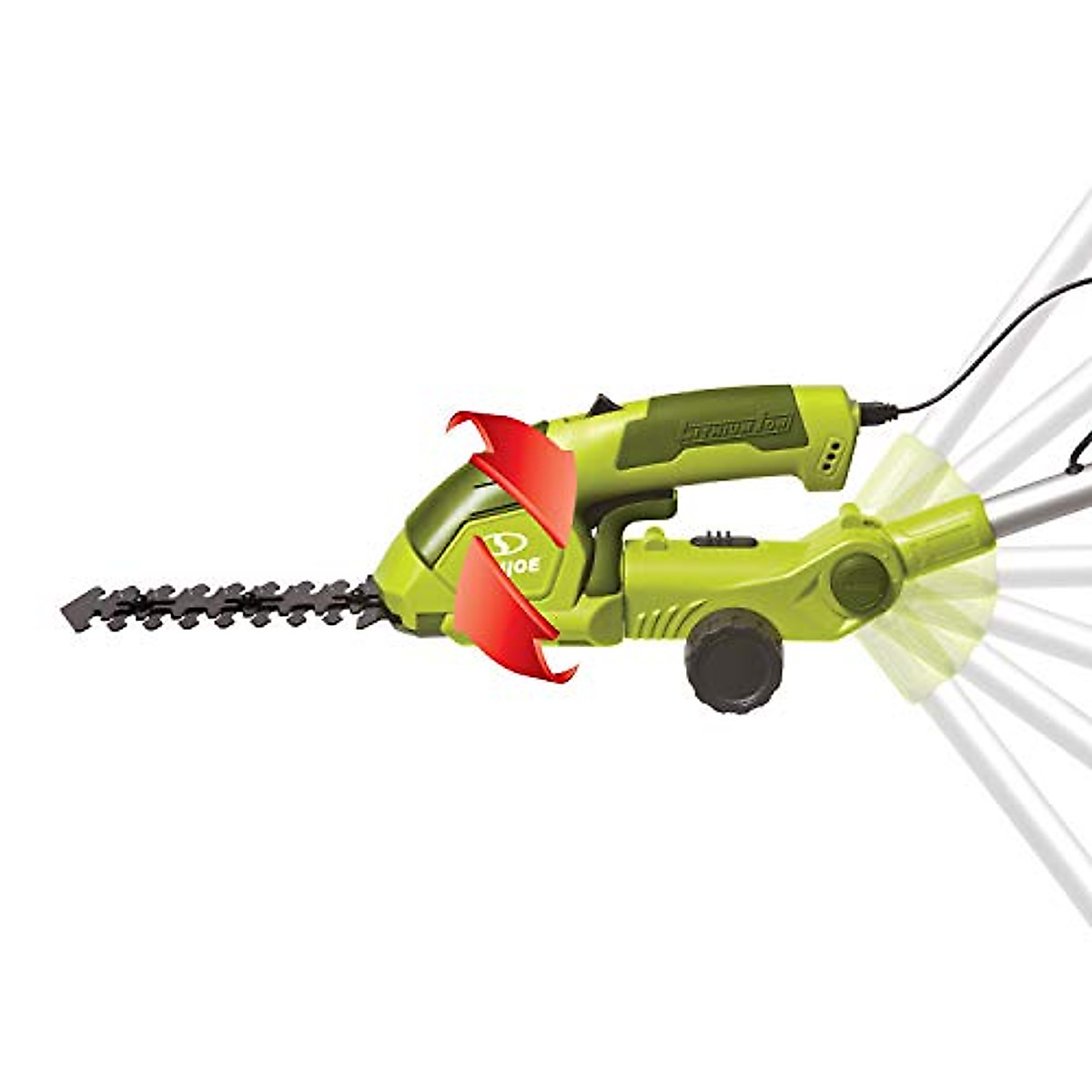 Sun Joe HJ605CC Cordless 2-in-1 Grass Shear + Hedge Trimmer w/Extension Pole, Green