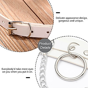 TWINKLEDE Punk Leather Belly Waist Chain Belt Circle Body Chains Festival Rave Body Chain Jewelry for Women and Girls (White)