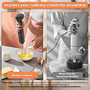 Commercial Immersion Blender, 5 in 1 Cordless Hand Blender Heavy Duty Motor, 4000-13000RPM lmmersion Blender Variable Speed Hand Blender With Mixing Beaker, Chopper, Whisk and Milk Frother