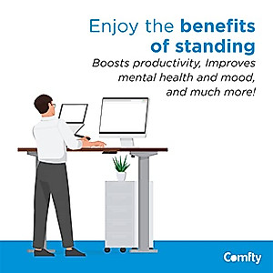 Comfty Home/Office Height Adjustable Table, 28.7” to 48.4”, Brown