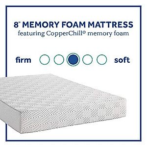 Sealy - Memory Foam Bed in a Box - 8 Inch, Medium Feel, Full Size, CopperChill Technology, CertiPur-US Certified White
