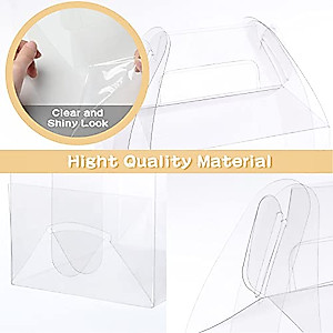 40 Pack Small Clear Gable Bakery Gift Boxes with Handle, Christmas Treat Box Candy Treat Gift Box for Party Pastry Dessert Cookies Birthday Holiday Valentine Birthday Shower (5.12 x 3.15 x 3.93")