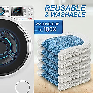 MEXERRIS Microfiber Spray Mop Pads Replacement Heads Washable Reusable Mop Refills for Wet Dry Mop Floor Cleaning Compatible with Bona Care System for Kitchen Home Commercial - Blue 5 Pack