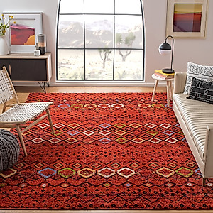 SAFAVIEH Amsterdam Collection Area Rug - 5'1" x 7'6", Dark Grey & Ivory, Moroccan Boho Design, Non-Shedding & Easy Care, Ideal for High Traffic Areas in Living Room, Bedroom (AMS108H)